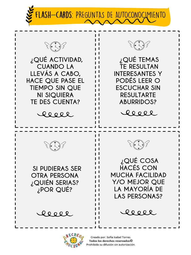 FLASH-CARDS- PREGUNTAS DE AUTOCONOCIMIENTO | PDF