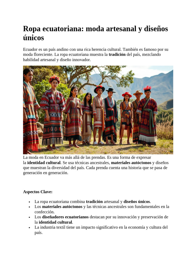 Ropa Ecuatoriana: Moda Artesanal y Diseños Únicos | PDF | Moda | Ropa