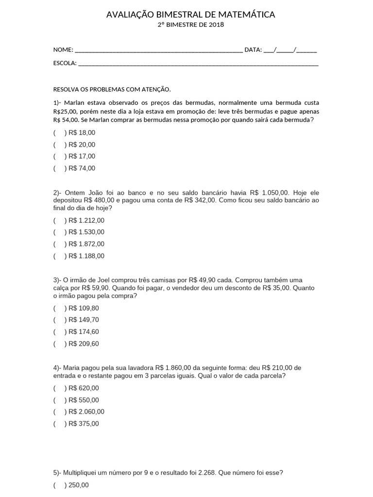 Modelo D Prova | PDF