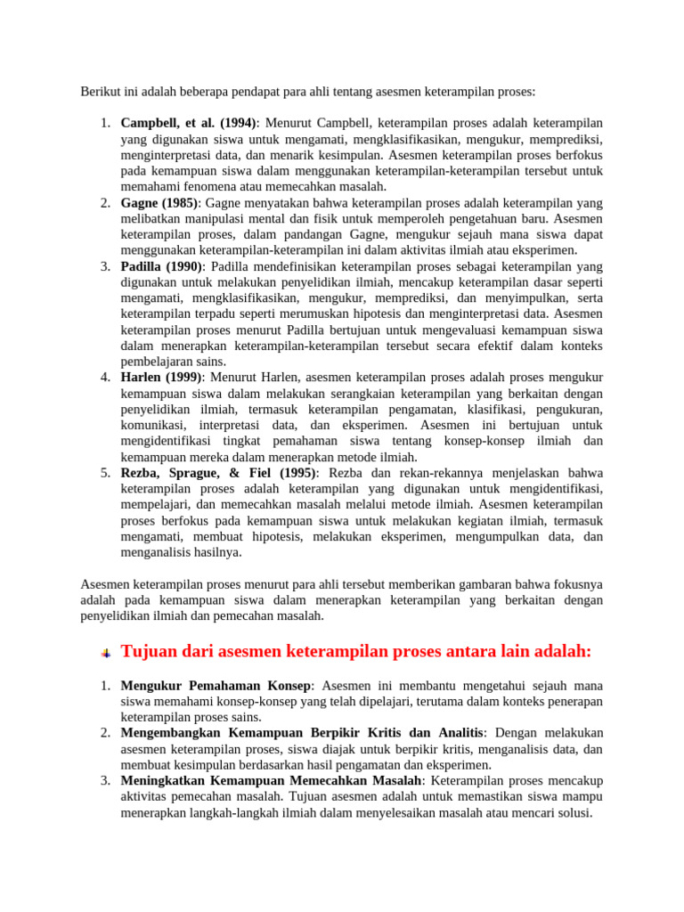 Asesmen Keterampilan Proses Sains | PDF