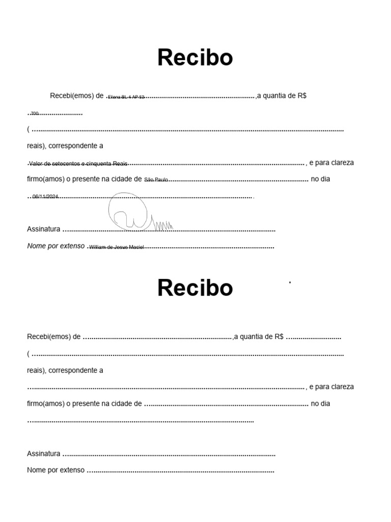 Modelo de Recibo de Pagamento | PDF