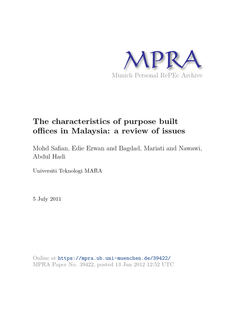MPRA 2011 Office Classification | PDF | Green Building | Market (Economics)
