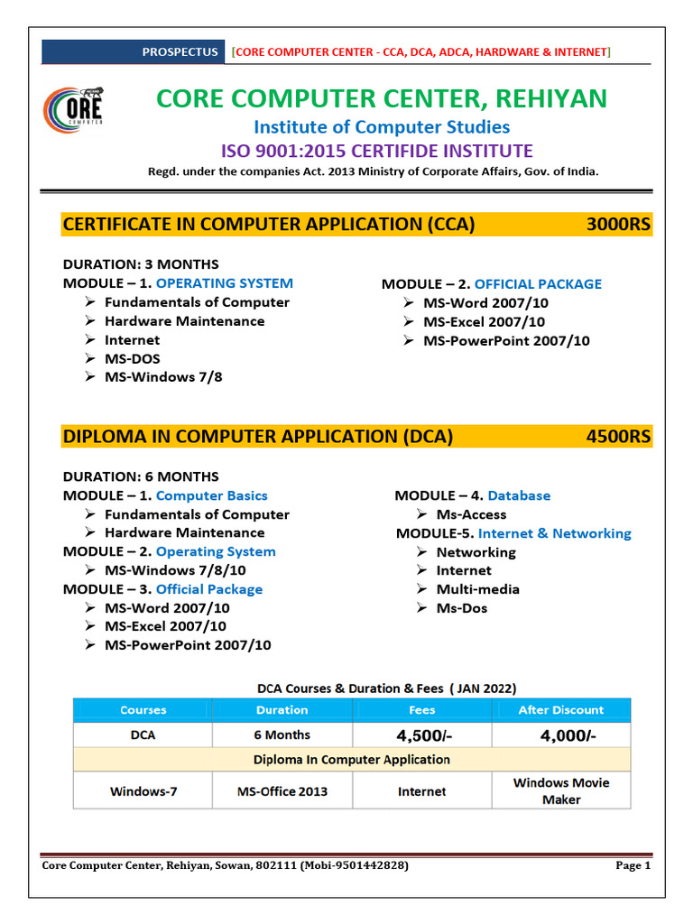 Core Computer COACHING FEES | PDF | Application Software | Computing