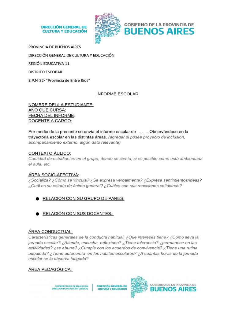 Modelo Informe Docente | PDF