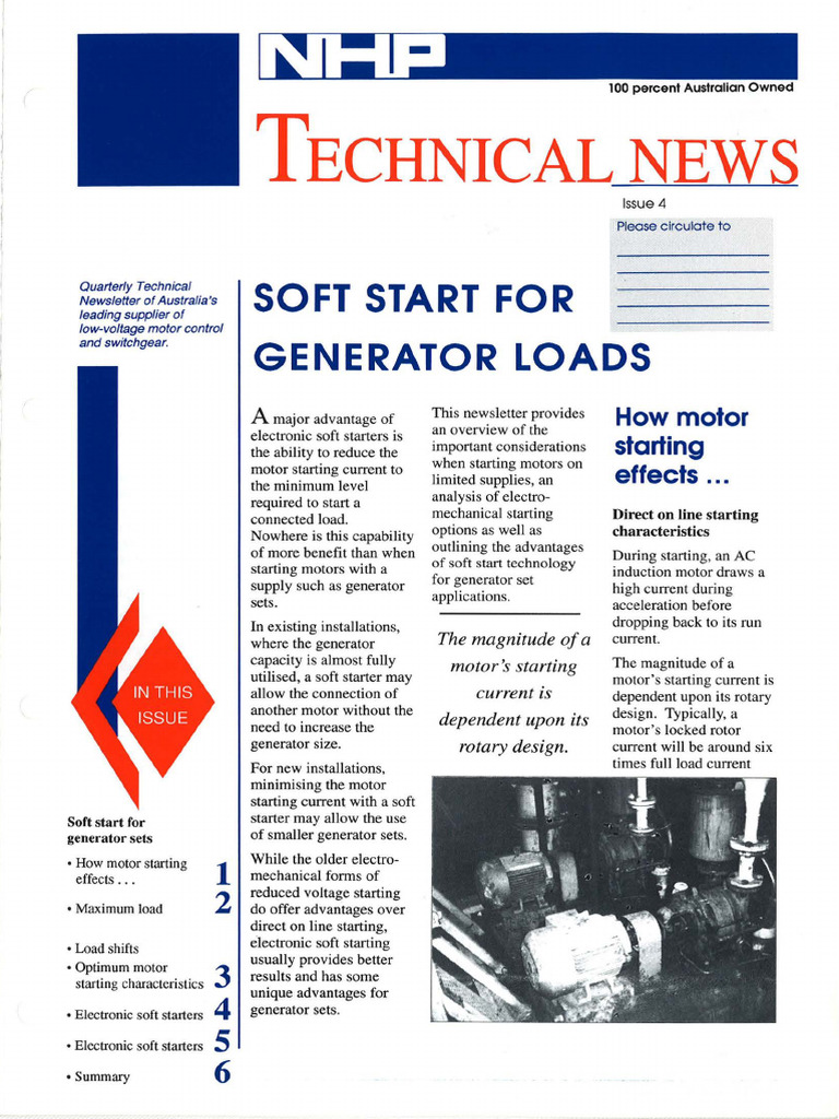 TNL-4-Soft Start for Generator Loads | PDF | Electric Motor | Electric Generator