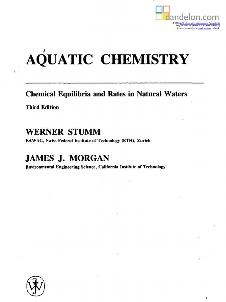 Aquatic Chemistry: Chemical Equilibria and Rates in Natural Waters ...