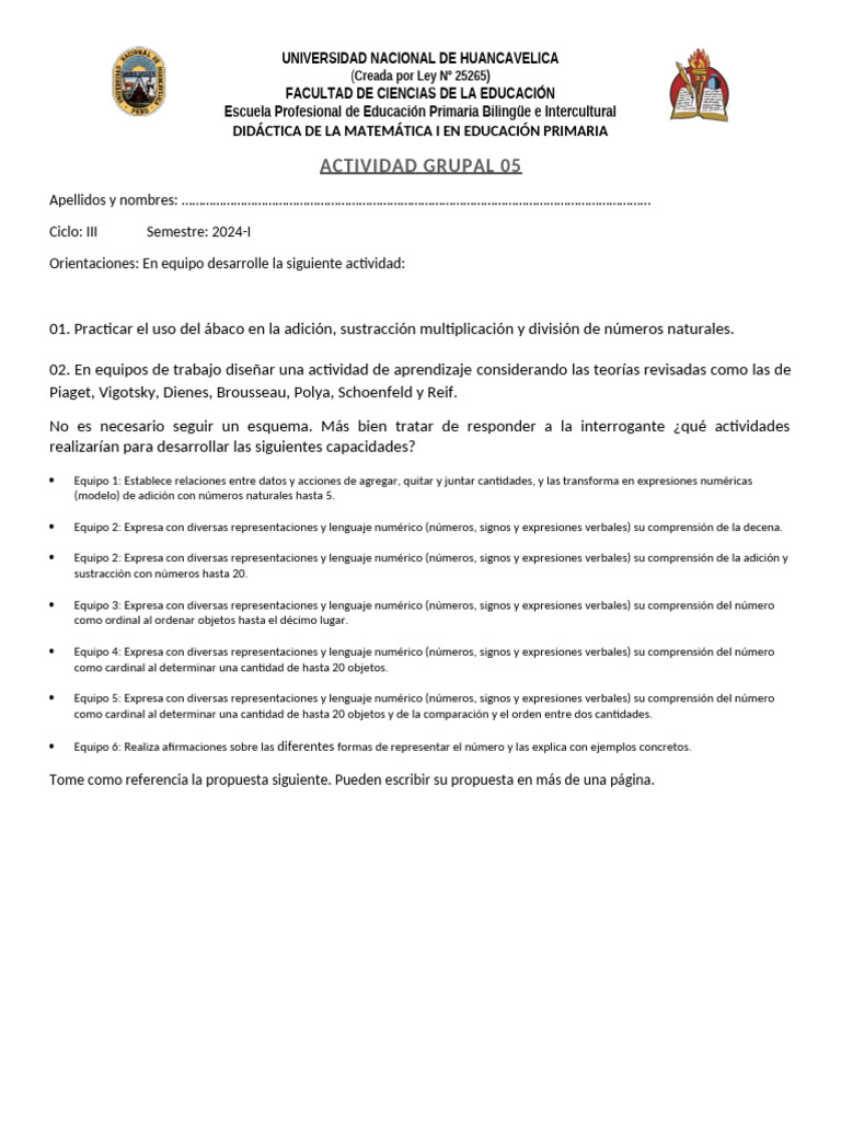 Actividad 05 | PDF | Número natural | Aprendizaje
