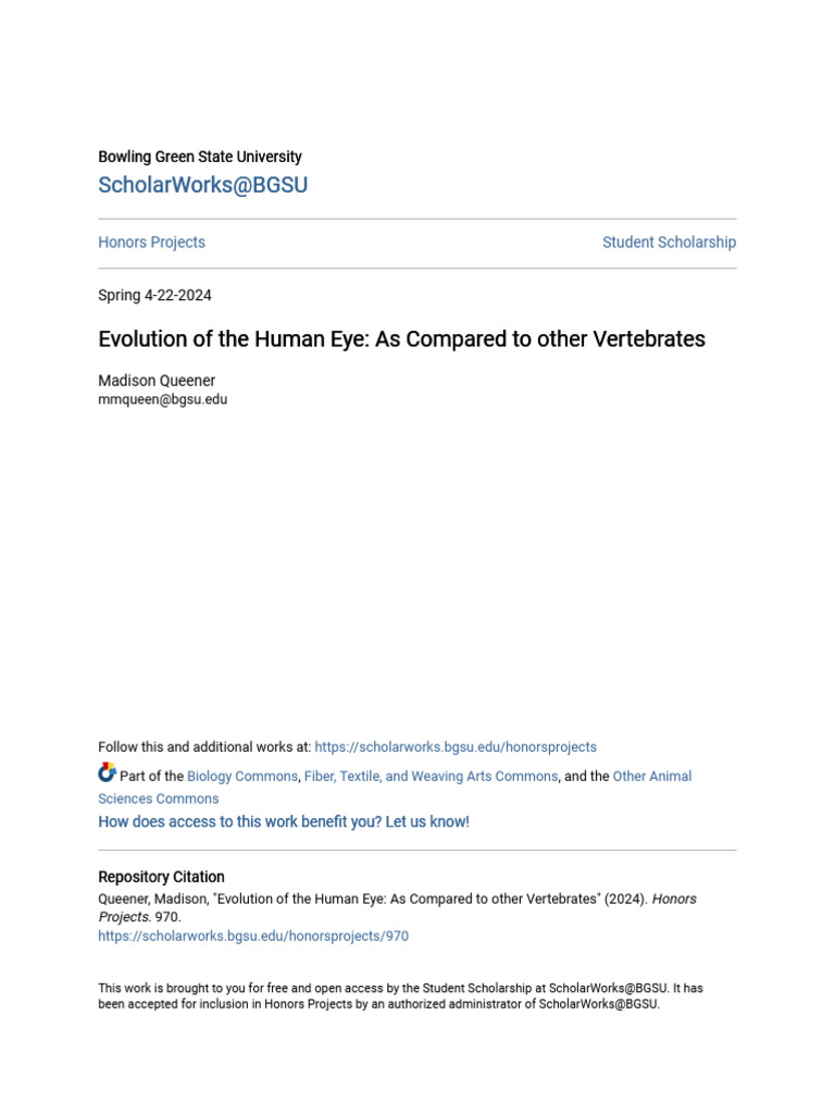 Evolution of The Human Eye - As Compared To Other Vertebrates | PDF ...