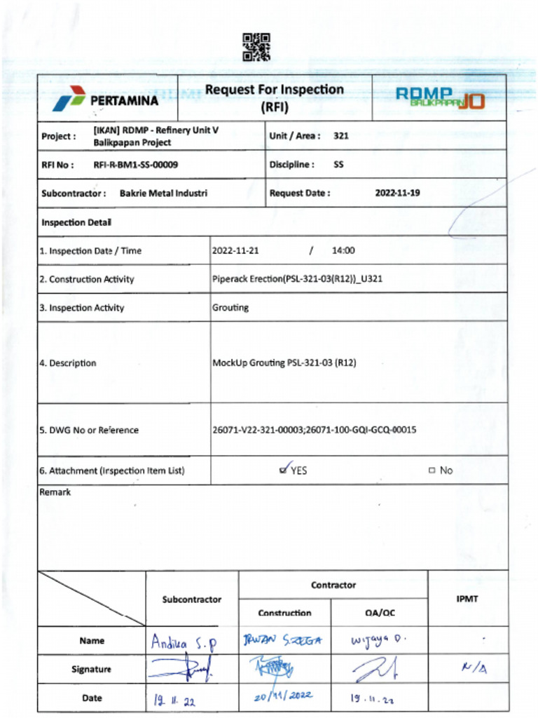 [RFI-R-BM1-SS-00009] RFI-R-BM1-SS-00009 (Grouting) | PDF