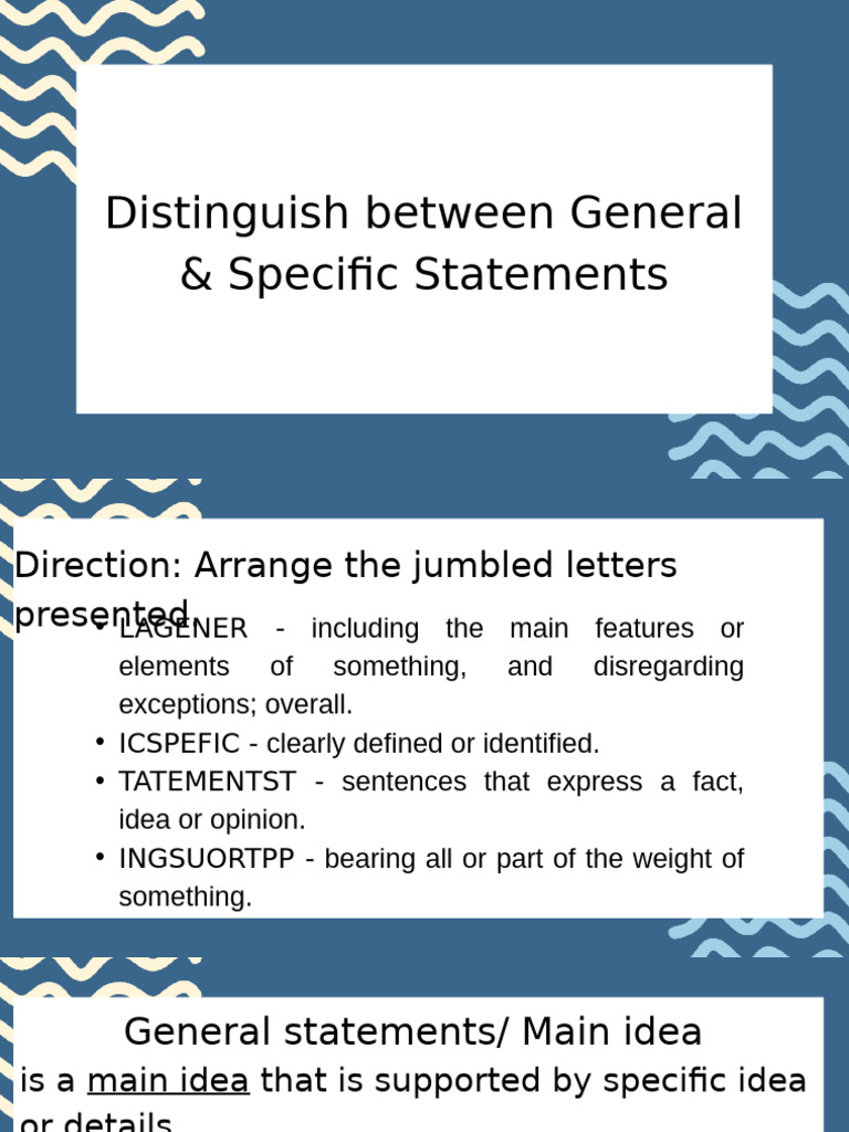 W5 D1 Distinguish Between General & Specific Statements | PDF | Sunscreen