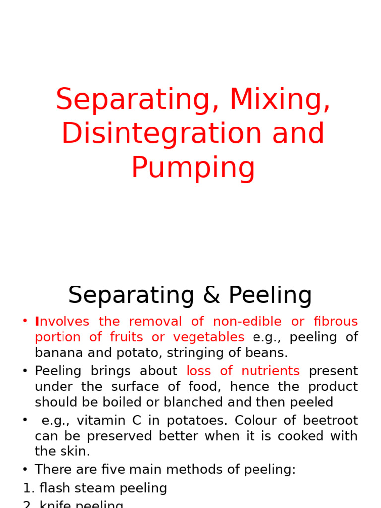 Separating, Mixing, Disintegration and Pumping | PDF | Pump | Liquids