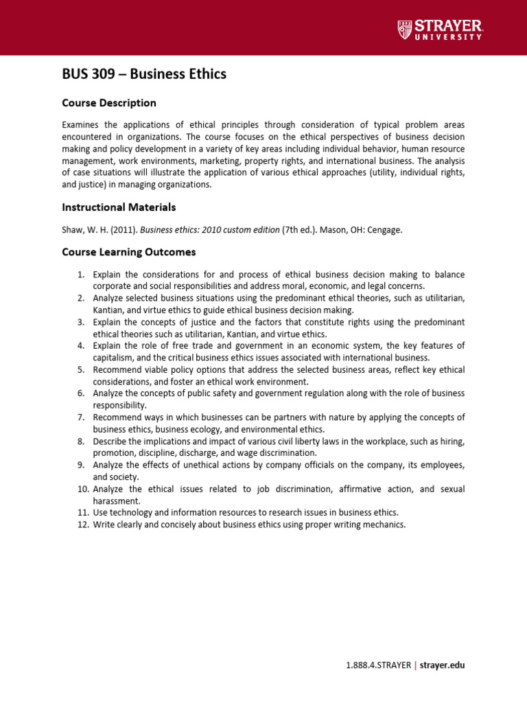 BUS 309 | PDF | Business Ethics | Rights