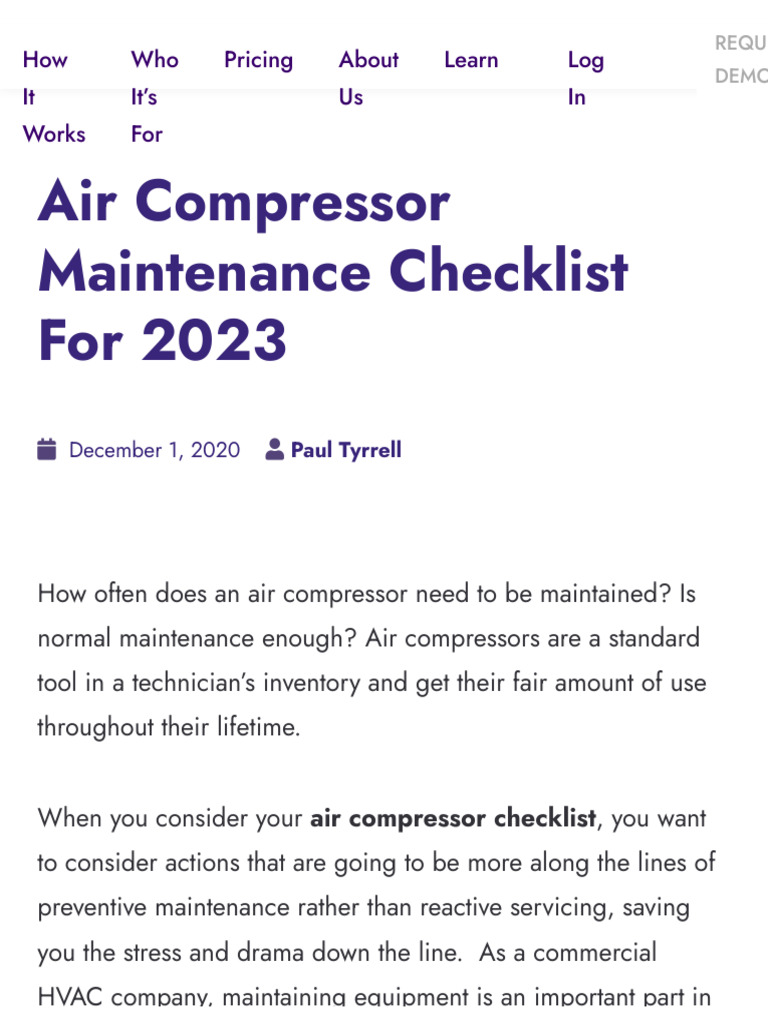 Air Compressor Maintenance Checklist for 2023 _ FieldInsight | PDF ...
