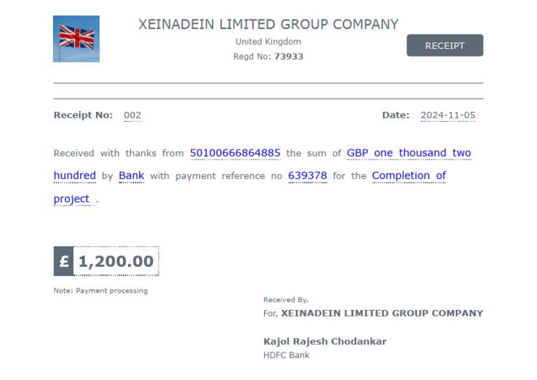 Bank Transfer Receipt | PDF