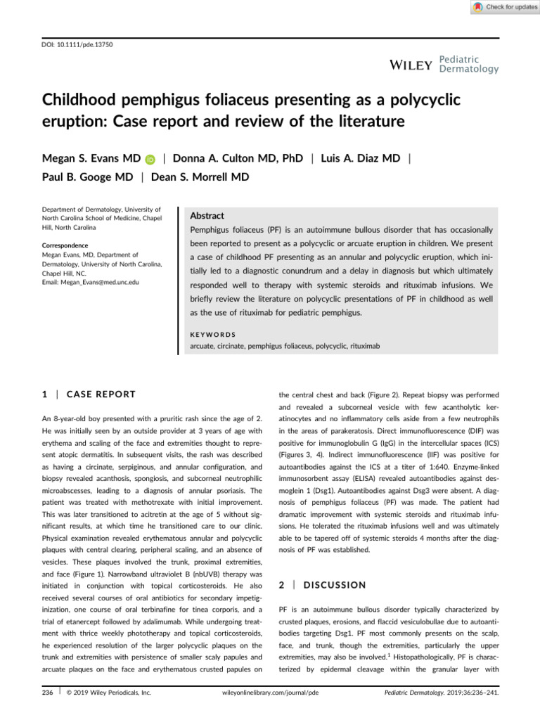 09 - Childhood Pemphigus Foliaceus - Ped Derm 2019 | PDF | Psoriasis ...