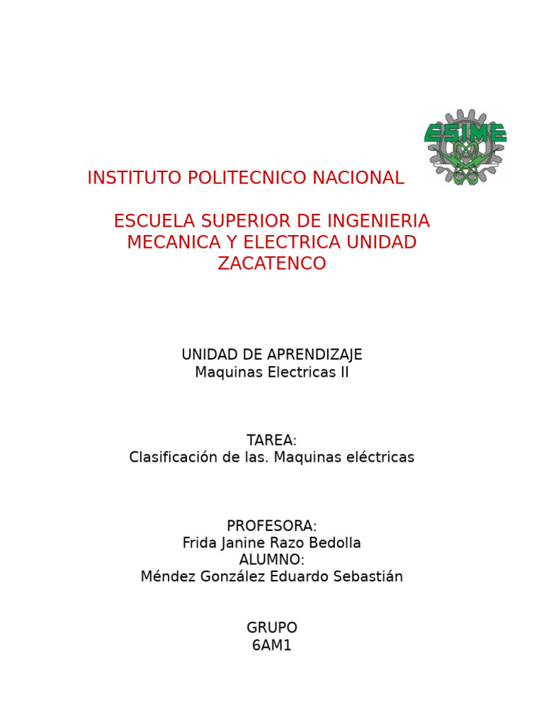 Clasificacion Maquinas Electricas | PDF