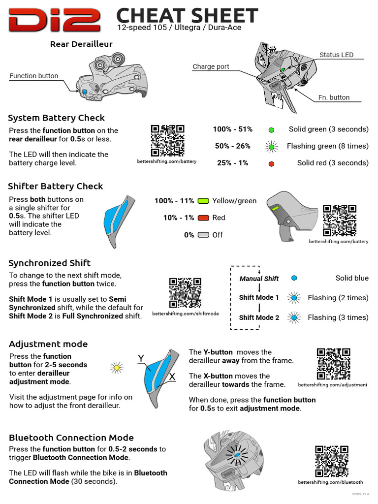 12 Speed Di2 Cheat Sheet | PDF