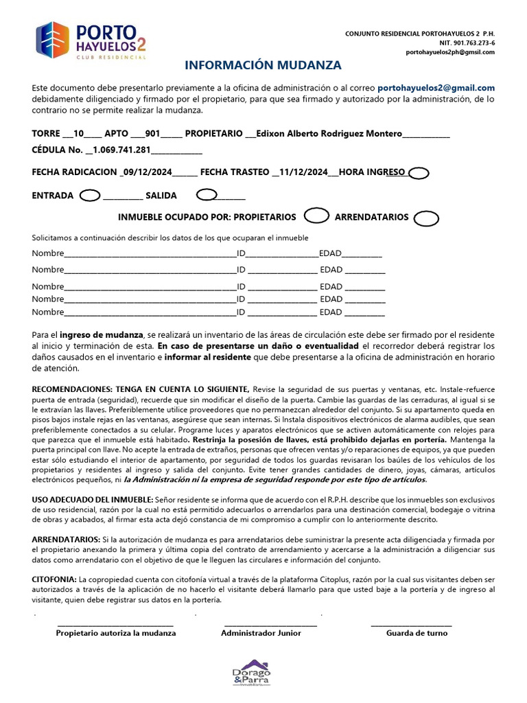 Formato de Mudanza | PDF