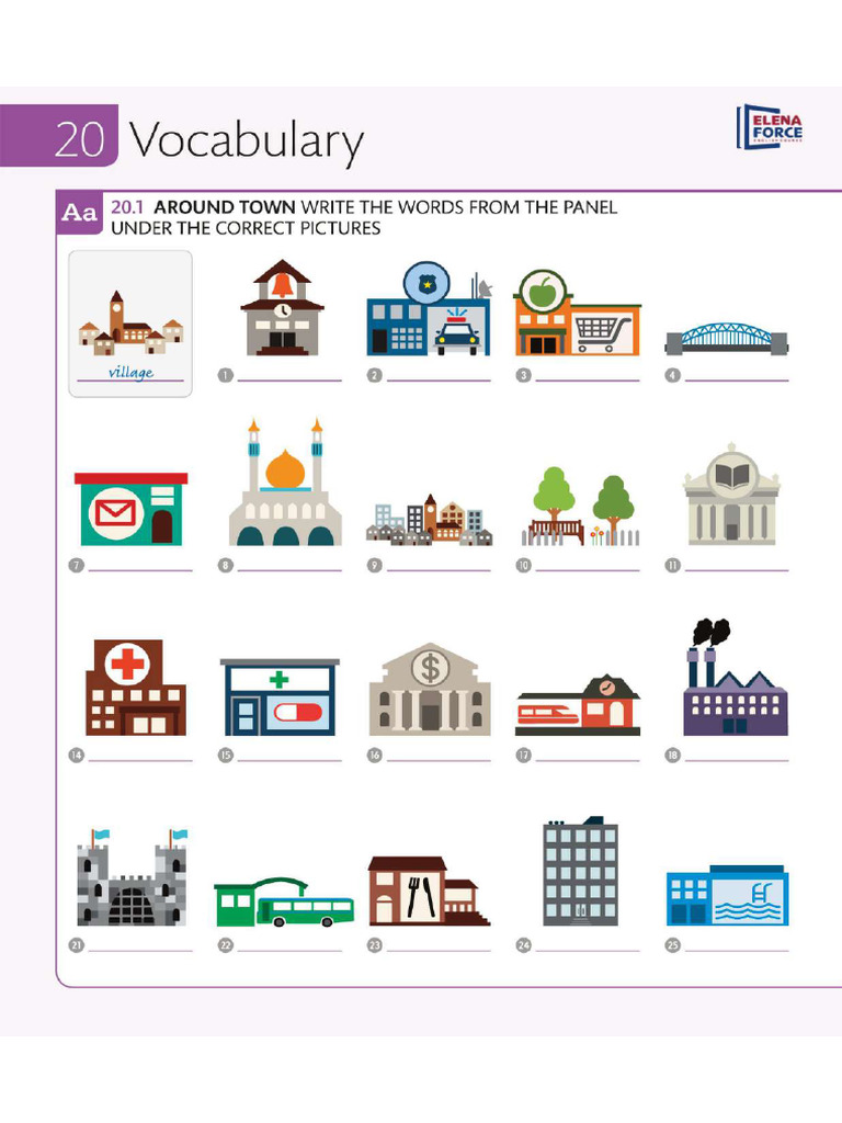 20) B. Level 1 Beginner_Vocabulary_Around Town | PDF
