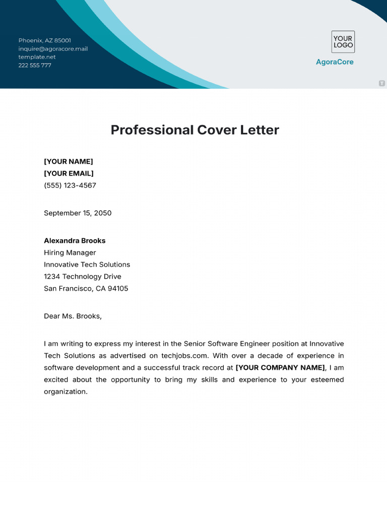 Free Professional Cover Letter Template | PDF