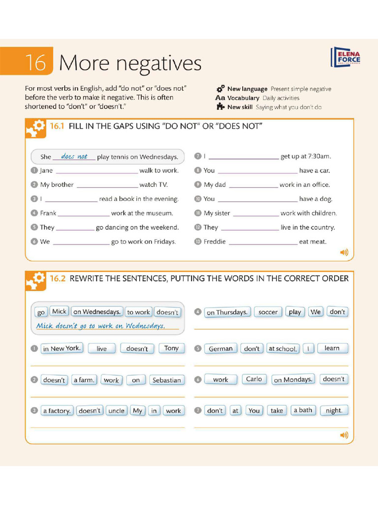 16) B. Level 1 Beginner_More Negatives | PDF