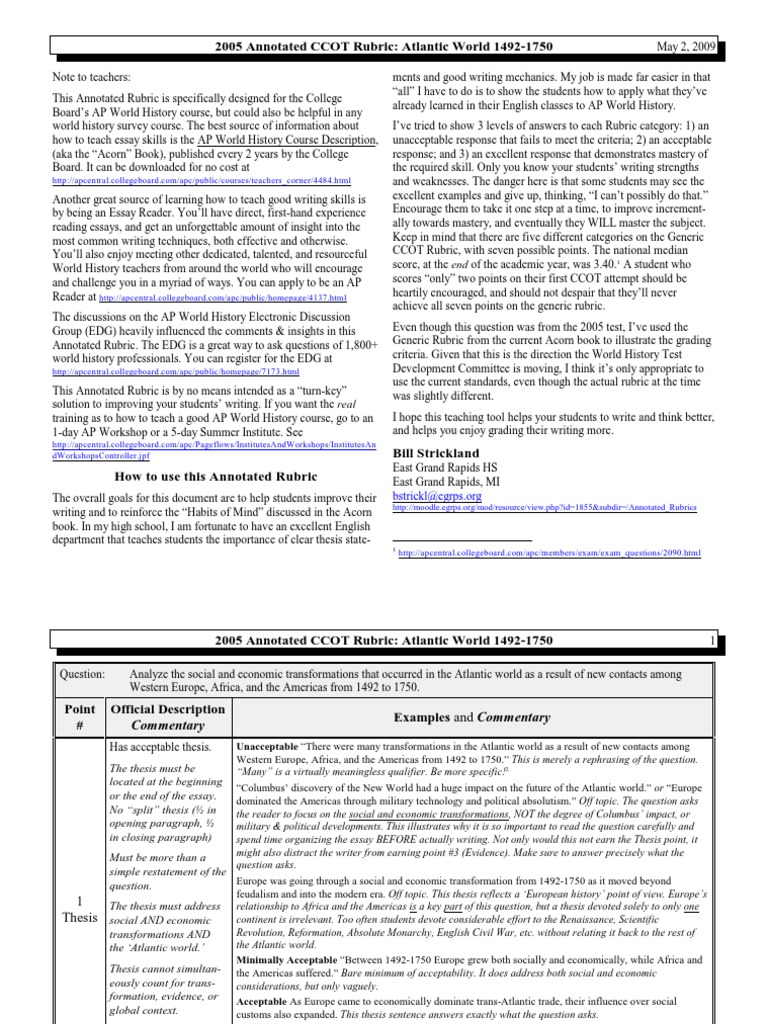 Apdx 17 CCOT 2005 Annotated Rubric | PDF | Rubric (Academic) | Causality