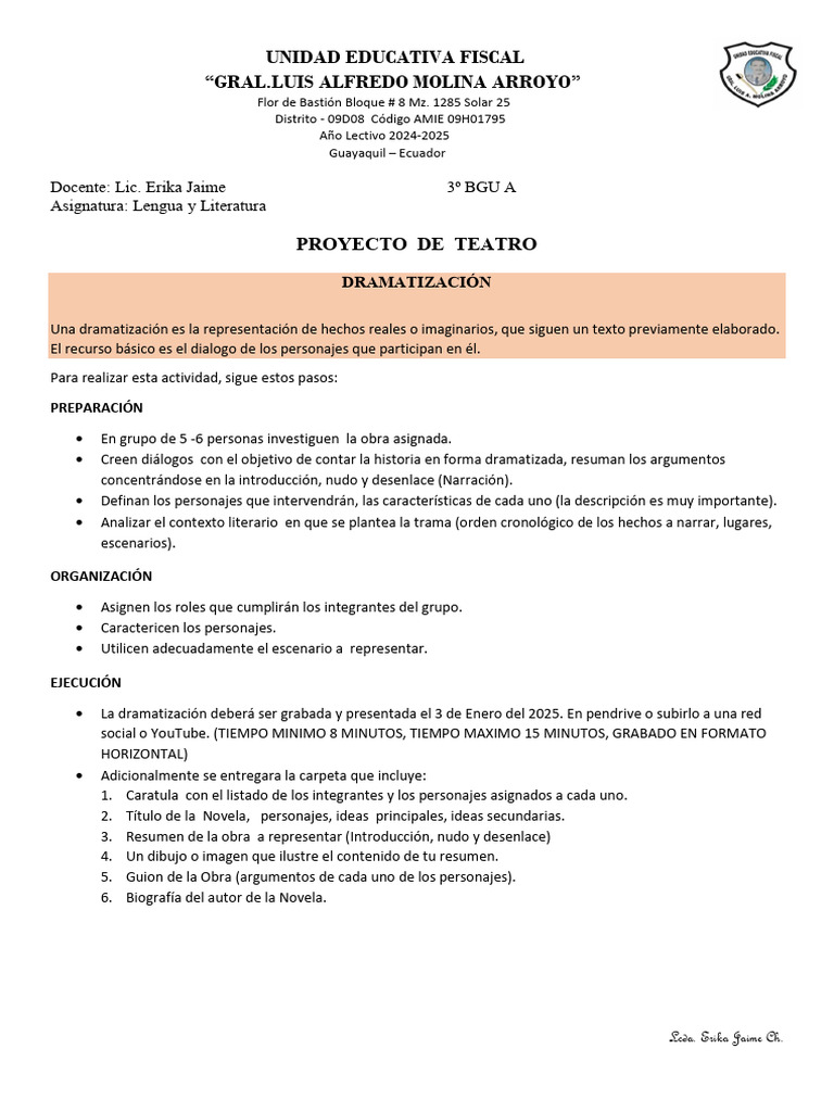 3a Proyecto Teatro | PDF | Novelas