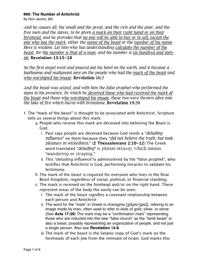 666 Antichrist Pdf Number Of The Beast The Beast Revelation