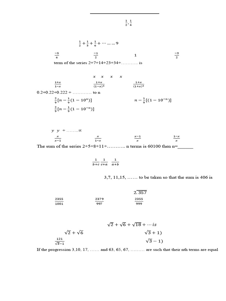 CH 6 Sequence and Series | PDF | Elementary Mathematics | Mathematical Concepts