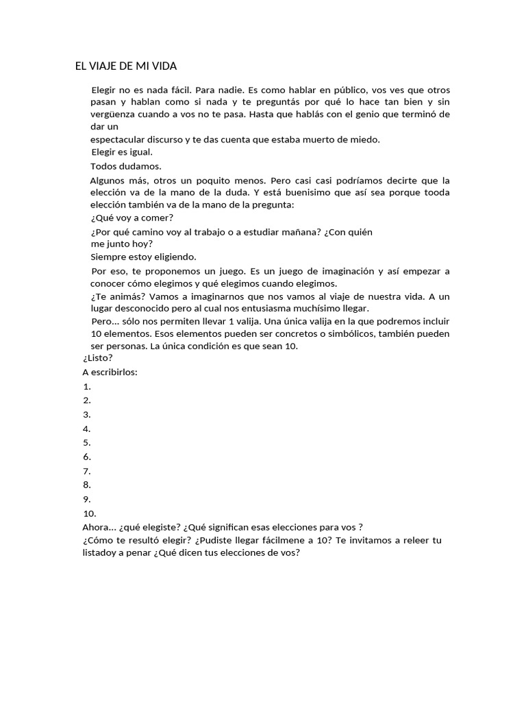 El Viaje de Mi Vida | PDF