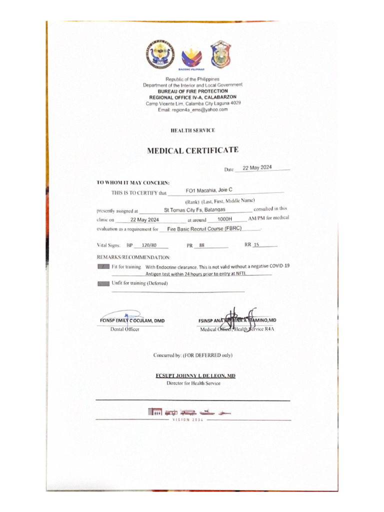 Medcert Macahia Joie C | PDF