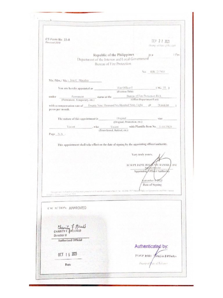 FO1 Macahia - Appointment | PDF