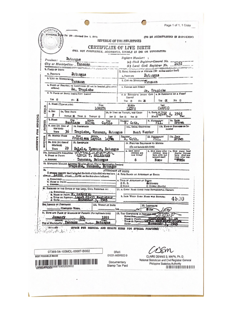 Certificate of Live Birth | PDF