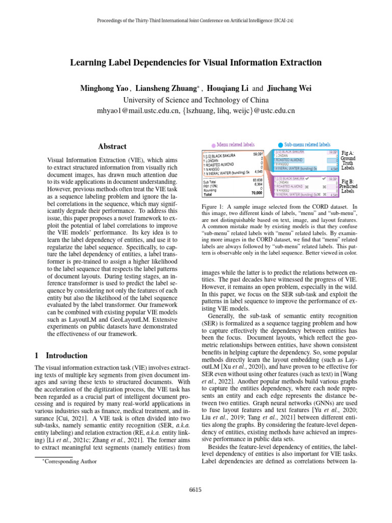 Learning Label Dependencies For Visual Information Extraction Pdf