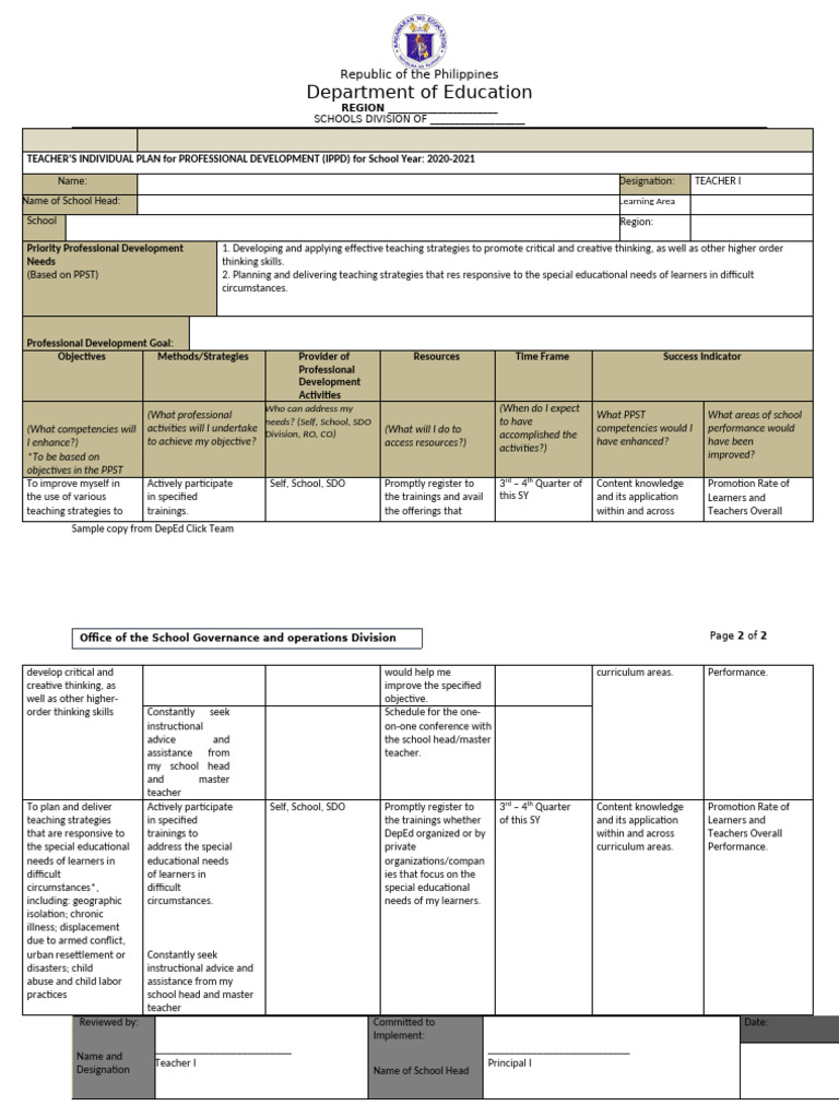 IPPD for teachers | PDF | Teachers | Curriculum
