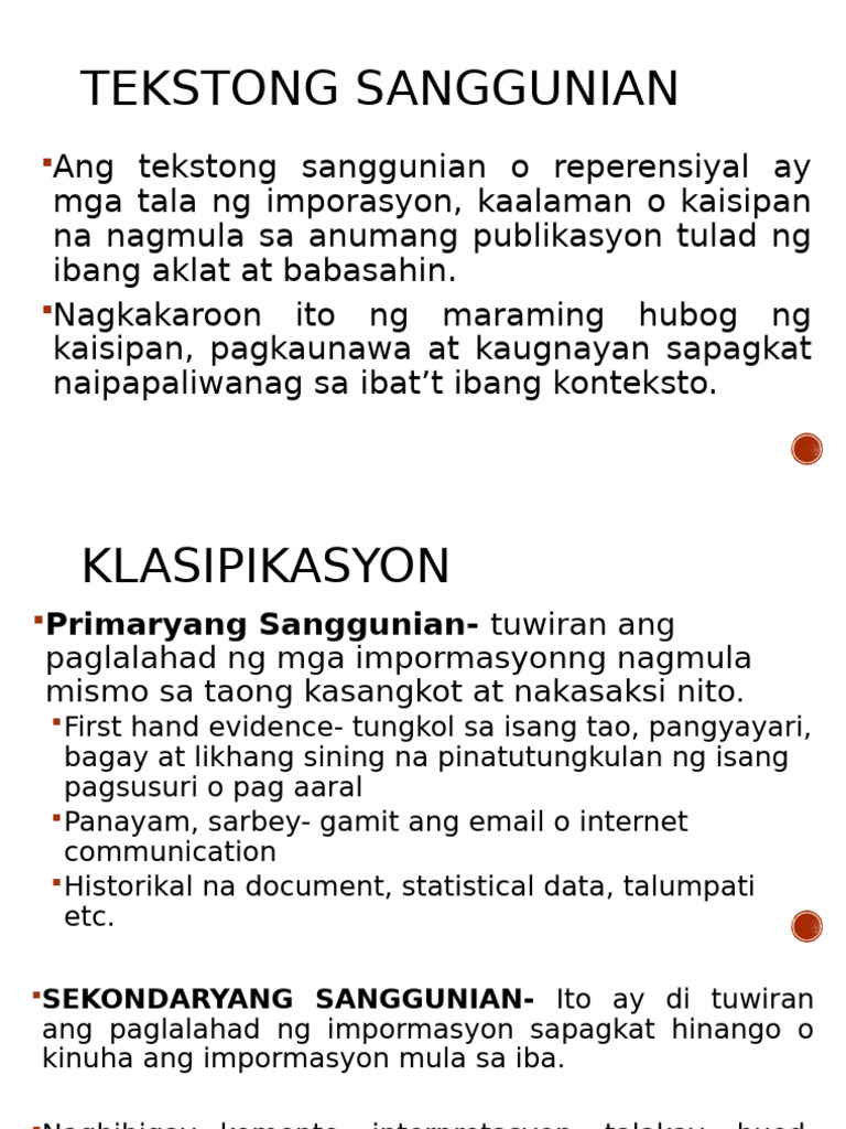 Tekstong Sanggunian | PDF