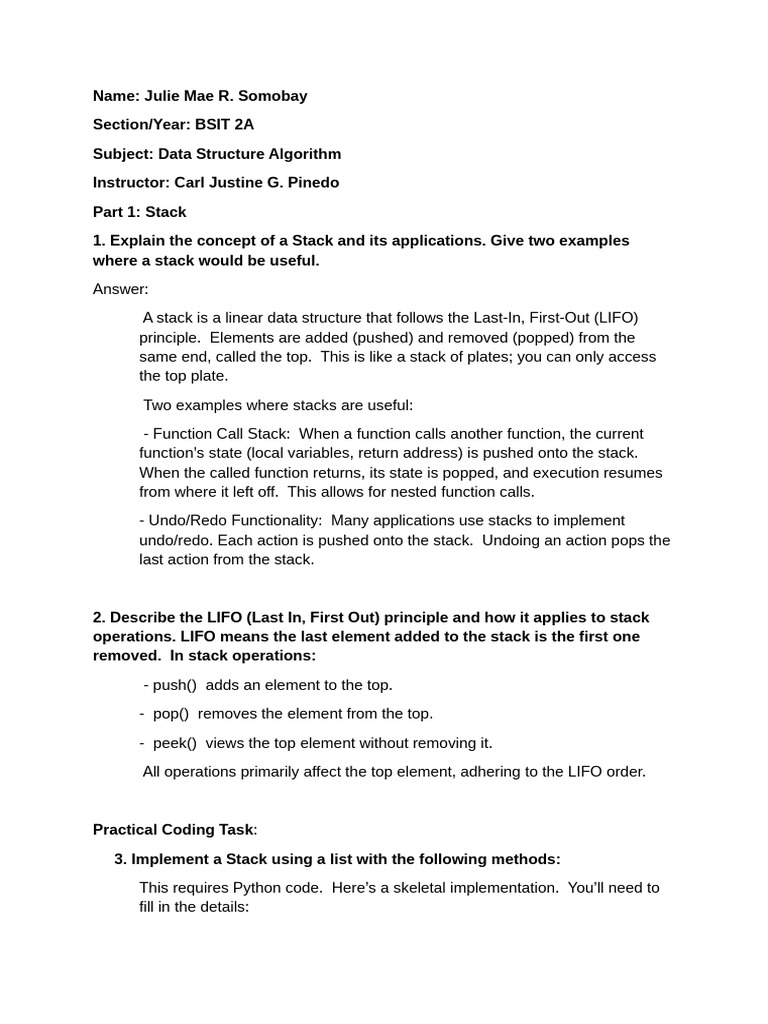 Julie | PDF | Queue (Abstract Data Type) | Recursion