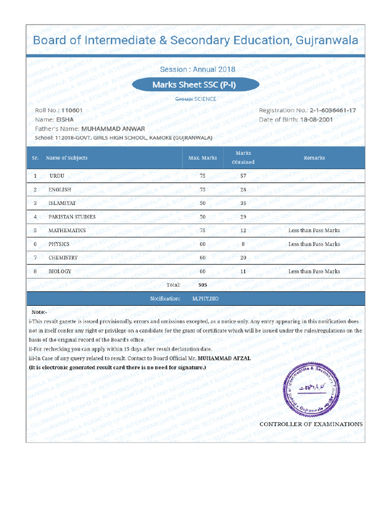 Result Card | PDF