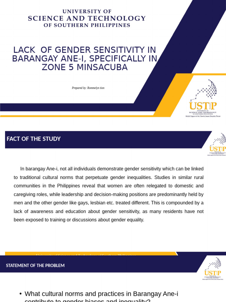 USTP Formal Powerpoint Presentation Rommelyn Tion Final | PDF | Gender | Gender Studies