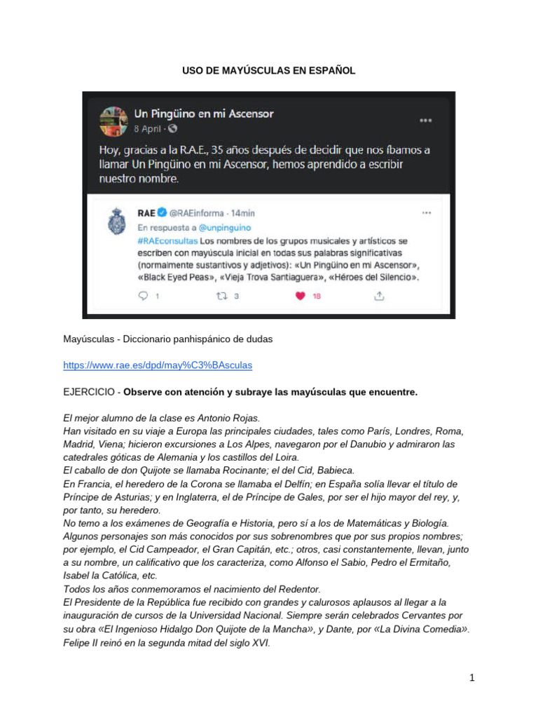 Uso de Mayúsculas en Español | PDF