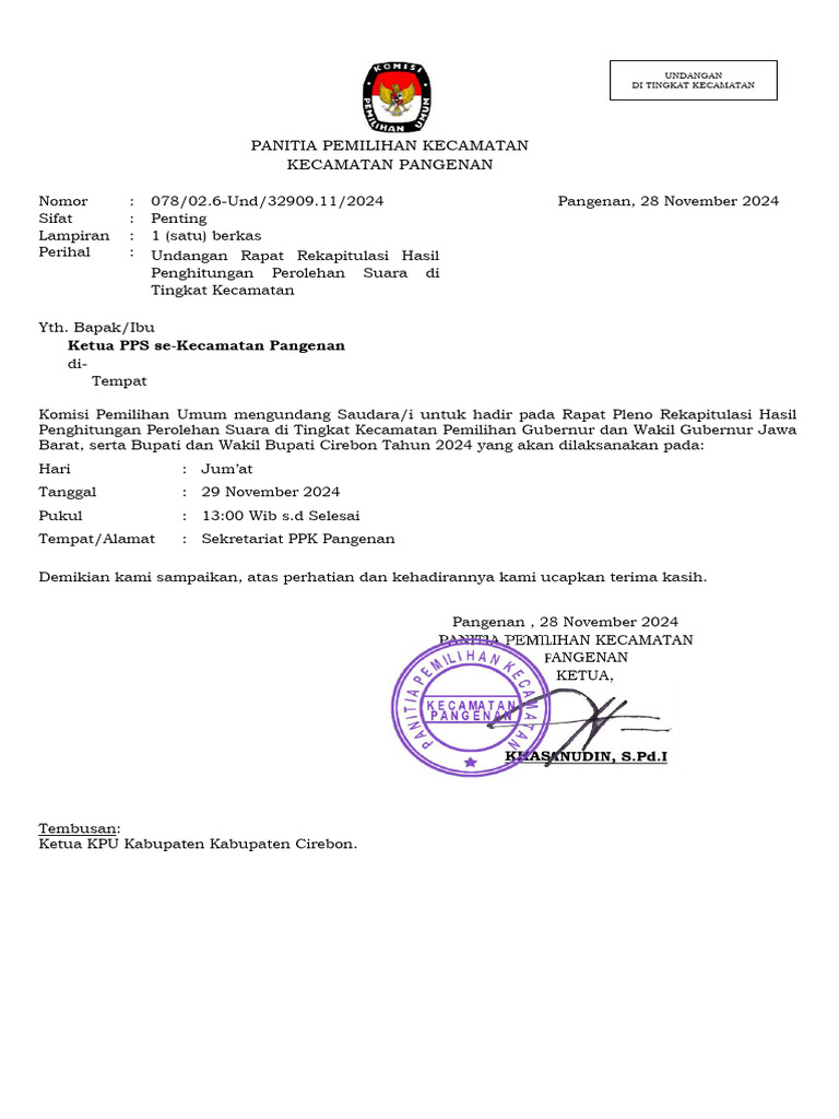 078 Undangan Rapat Pleno PPS | PDF