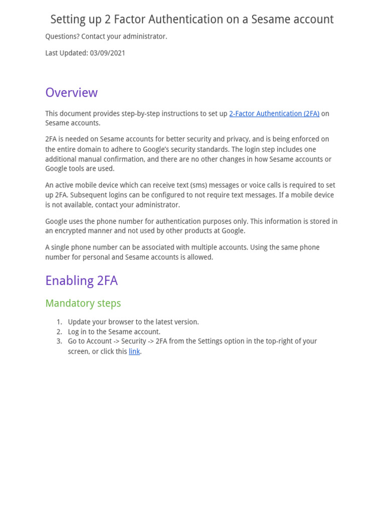 Telus3 - Setting Up 2FA On A Sesame Account | PDF | Computer Science | Computer Security