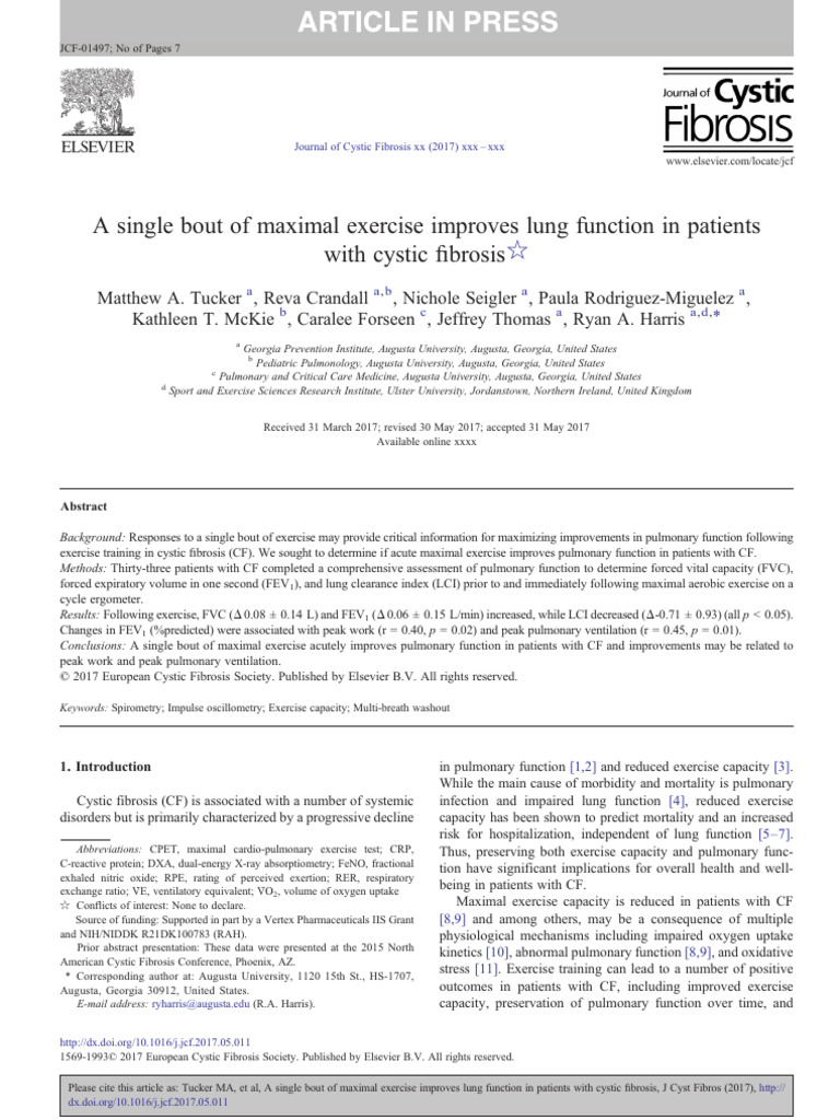 A Single Bout of Maximal Exercise Improves Lung Function in Patients ...