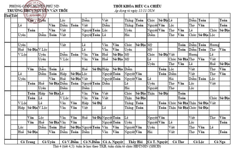 TKB 2024-2025 (Tu Tuan 10) - CHIEU | PDF