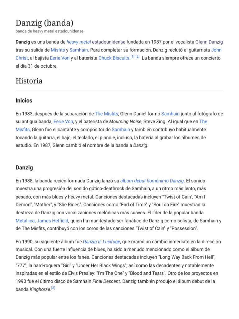 Danzig (Banda) - Wikipedia, La Enciclopedia Libre | PDF