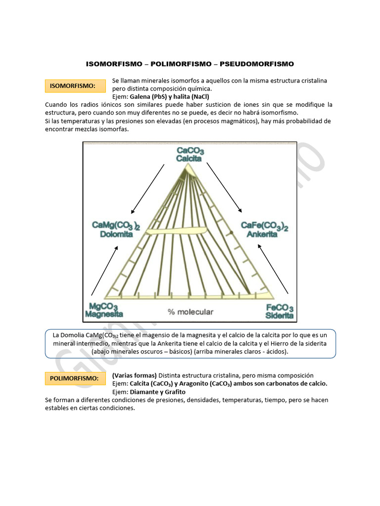 Isomorfismo, Polimorfismo y Pseudomorfismo | PDF | Minerales | Calcita