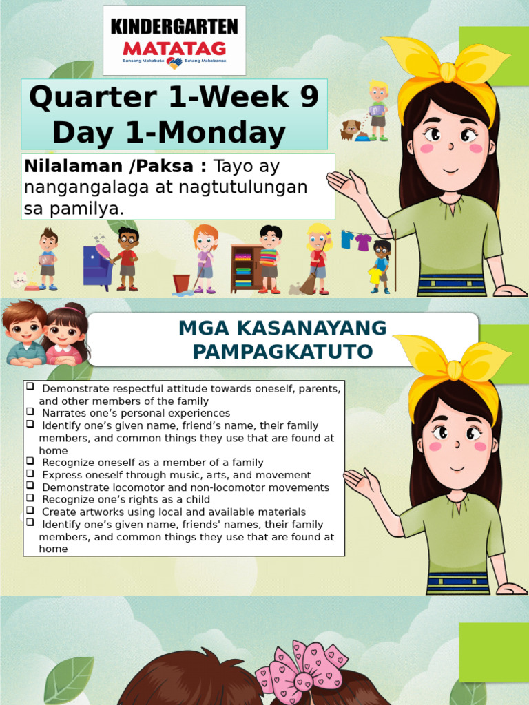 Day 1 - Kinder PPT Q1 Week 9 MATATAG | PDF