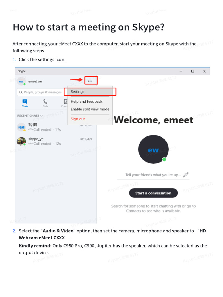 How to start a meeting on Skype_ | PDF