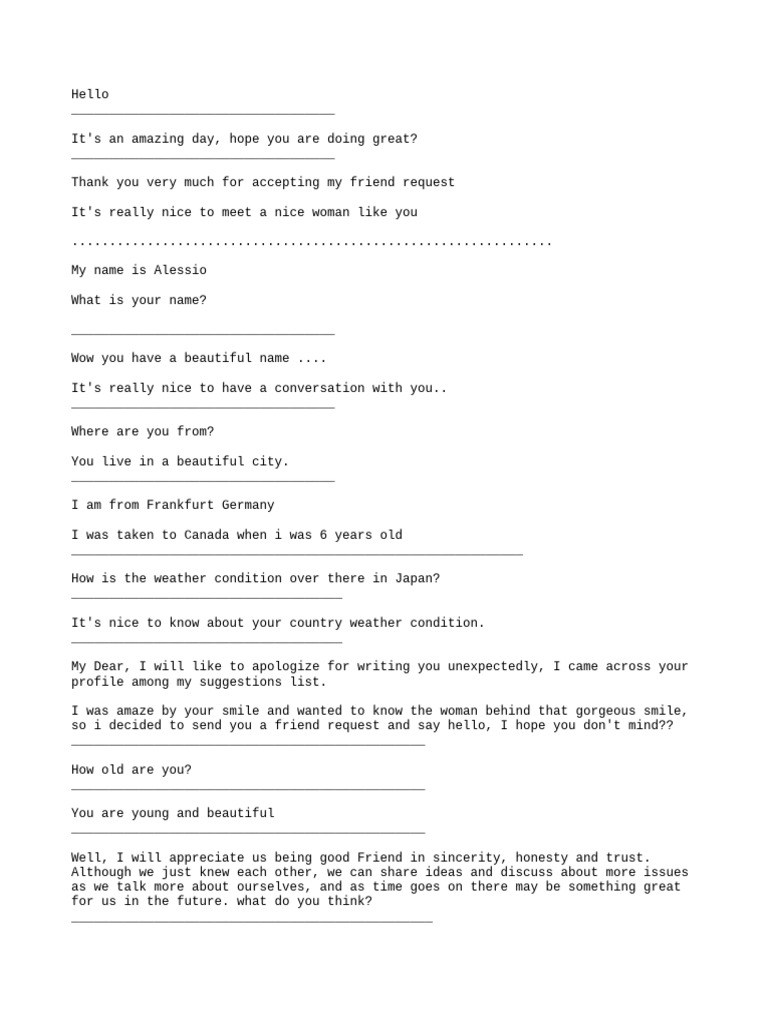 Conversation with a New Friend | PDF | Love | Romance (Love)