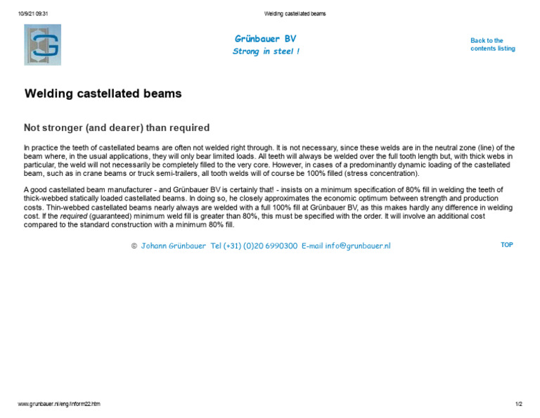 Welding Standards for Castellated Beams | PDF